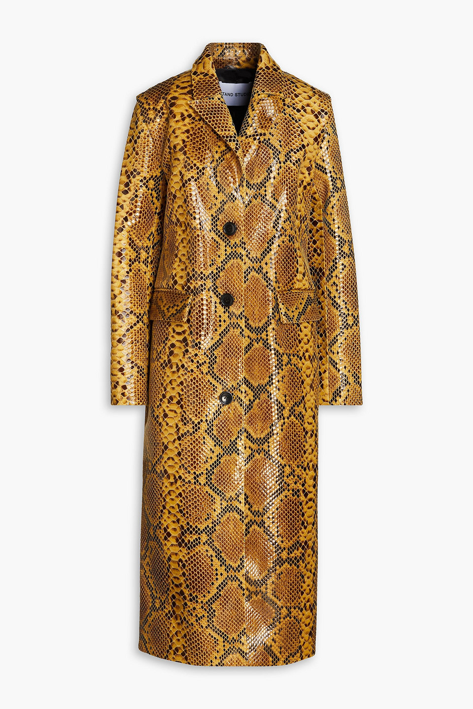 Snake Print Leather Coat